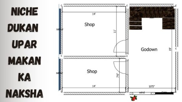 Niche Dukan Upar Makan Ka Naksha - Small House Plane