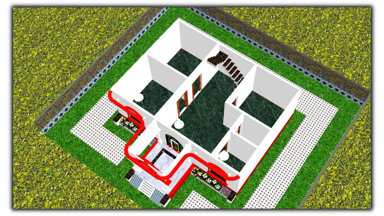 3 Room House Design in Village - Small House Plane